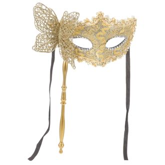 DOITOOL Handgehaltene Venezianische Masquerade Maske mit Stabilem Stab Elegante Drama-Maske für Damen für Kostümparty Karneval Halloween Cosplay und Maskenbal