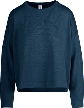 Bomboogie Femme, Pulls, Bleu, Taille: 38 FR Top en maille de lin et coton