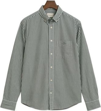 GANT Reg Classic Poplin Stripe Shirt Chemise, Vert, L Hommes