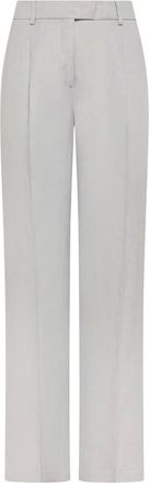 Seventy Femme, Pantalons, Gris, Taille: 36 FR Pantalon Large en Cr&ecirc;pe de Lin et Viscose