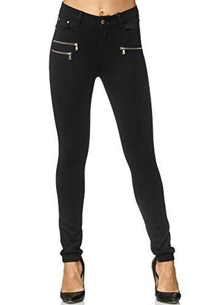 Elara Pantalon Femme Stretch Skinny Fit Jegging Chunkyrayan H86, noir, taille 36 (S)