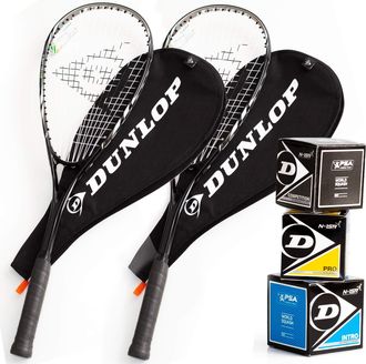 Dunlop Sports Dunlop Squashset: 2X Squashschläger BIOTEC LITE TI Silver Deluxe + 2X Schlägerhülle + 3 hochwertige Bälle