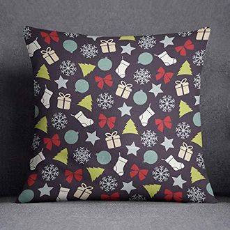 Questo Casa Weihnachtsbaum Kissenbezug mit Unsichtbarer Reißverschluss, Kissenhülle, Zierkissenbezug, Wohnkultur, Für Sofa, Kaffeestube, Größe: 45X45 cm - Entworf