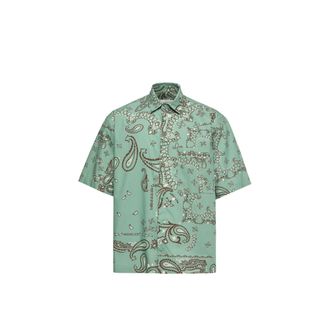 Moncler Moncler Chemise En Coton &Agrave; Manches Courtes &Agrave; Motif Cachemire, Homme, Vert, Taille: Xxl