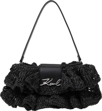 Karl Lagerfeld Hobo Bags - SIGNATURE RUFFLE Schultertasche - Gr. unisize - in Schwarz - f&uuml;r Damen
