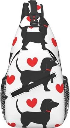 Generic Sacoche Homme Bandouliere Dag Heart Teckel Mode Sac De Poitrine Antivol Sac DEpaule pour Homme Randonn&eacute;e Femme