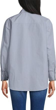 Lands End Baumwollbluse mit verzierter Knopfleiste, Damen, Größe:42 regular, Blau, Baumwolle, by Lands End