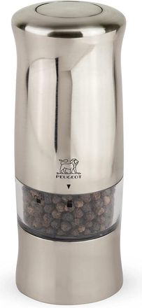 Peugeot Elektrische Pfeffermühle Zeli 14 cm - Stahlmahlwerk - ABS in Edelstahl-Optik - Silber