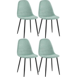 Clp Lot de 4 chaises de salle &agrave; manger Napier Vert clair Tissu