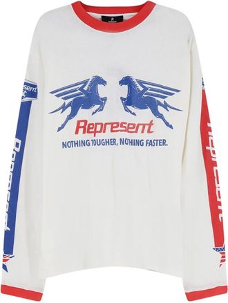 Represent Represent, Homme, Tops, Blanc, Taille: L Mesh Pegasus Long Sleeve T-shirt