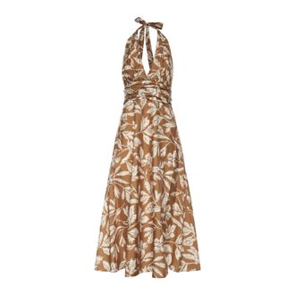 Max Mara Mxmbella Baumwollkleid mit Print - - Dresses - Damen - Beige - XS