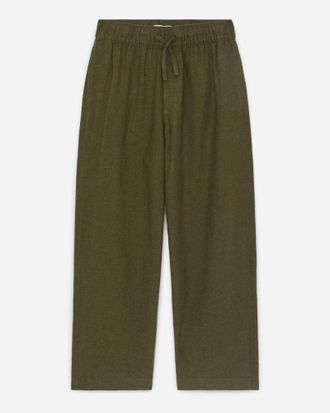 Arket Hose Aus Leinen Und Baumwolle -Gr&uuml;n