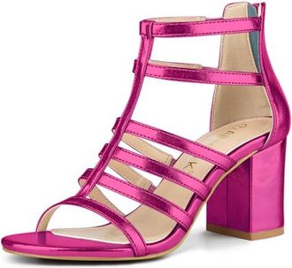 Allegra K Sandaà Bout Ouvert et à lanières pour Femmes Rose Vif 35