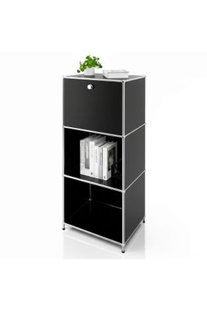 Floordirekt Standregal Concept Epure Mk-107, Schwarz, Metall, 50x121x40 cm, stehend, Wohnzimmer, Regale, B&uuml;cherregale
