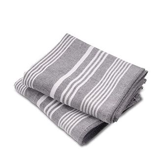 Cuisinart Fouta Küchentücher mit antimikrobieller Garnfarbe, 40 x 70 cm, dunkel Grey Stripe, 2er-Set