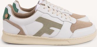 Faguo Baskets blanches & kaki clair cuir - HAZEL