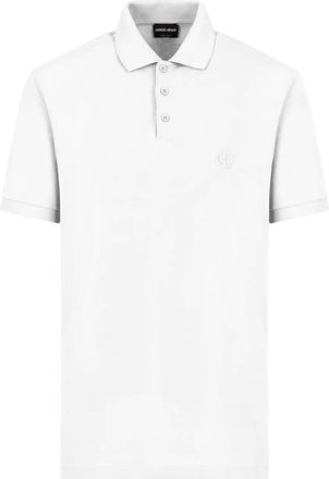 Giorgio Armani polo &agrave; logo brod&eacute; - Blanc