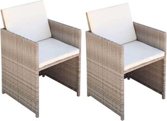 vidaXL Vidaxl - Chaises de jardin lot de 2 avec coussins Résine tressée Beige