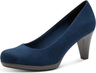 Marco Tozzi Escarpins pour Femme avec Talon Entonnoir v&eacute;g&eacute;talien, Bleu Marine, 41 EU