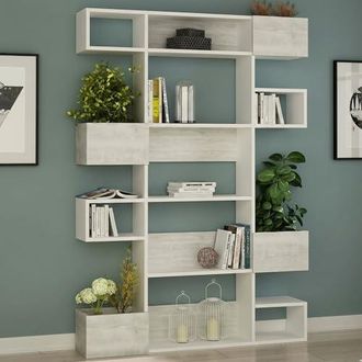 Dmora Dmor B&uuml;cherregal Nephele 120x20x171 cm Wei&szlig;, 7 Regale