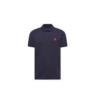 Moncler Moncler Polo En Piqu&eacute; De Coton &Agrave; Logo, Homme, Bleu, Taille: 3xl