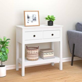 vidaXL Table console Blanc 75x35x75 cm Bois massif de pin Vidaxl