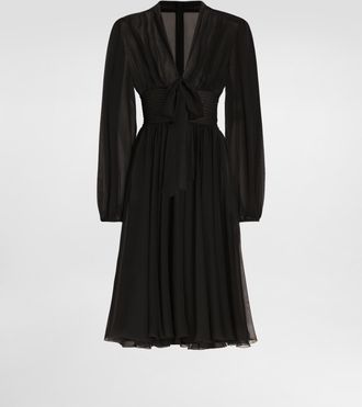 Dolce & Gabbana Kleid Aus Chiffon - Frau Kleider Schwarz Seide 38