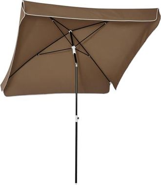 OUTSUNNY Parapluie dextérieur 2x2 m avec toile carrée, ajustable et portable, métal et polyester, café