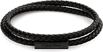 Calvin Klein Bracelet pour Homme Collection LATCH avec Cuir Tressé Noir à Double Tour - 35000209