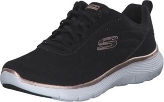 Skechers Baskets Flex Appeal 5.0 pour Femme, Maille Noire et Bordure Or Rose, 40.5 EU