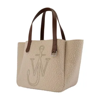 J.W.Anderson Womens Wool Logo-Embroidered Tote Beige