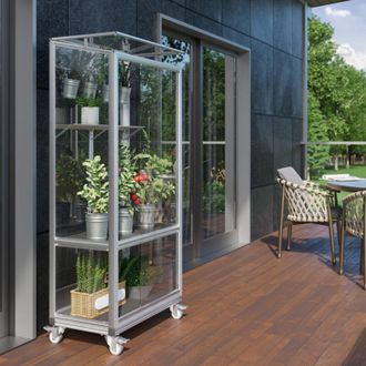 Vitavia Balkongewächshaus Polis, aluminium eloxiert, 3 mm esg mit Rollfundament