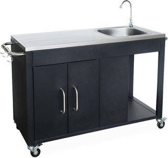 Sweeek Cuisine ext&eacute;rieure en acier noir L139xP70.6xH113 cm