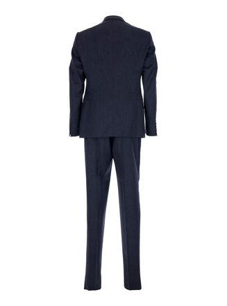 Emporio Armani Double-Breasted Virgin Wool Pant Suit - Blue