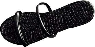 Generic Sandales plates d&eacute;t&eacute; pour femme - Chaussures &agrave; enfiler - Sandales confortables - Avec semelle souple - Sandales &agrave; lani&egrave;res respirantes - Sandales ouve