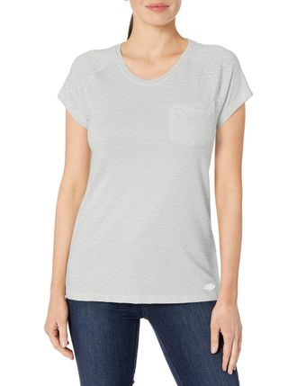 Dickies T-Shirt for Women, Short Sleeved Performance T-Shirt, Chest Pocket, Heather Grey, XXL