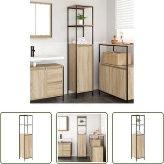 vidaXL Holzschrank - Badschrank mit Regalen Sonoma-Eiche 36x35x165 cm