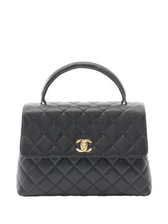 Chanel 1996-1997 CC Quilted Caviar Kelly Top Handle handbag - Noir