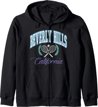 Trendy Apparel Beverly Hills California Tennis Raquet Crest Kapuzenjacke