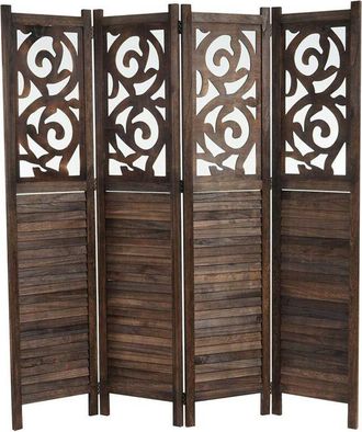 Hhg neuwertig] Paravent Izmir, Raumteiler Trennwand Sichtschutz, Ornamente 170x161x2cm, braun