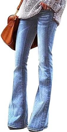 TOMWELL Jeans Bootcut Femme Evasé Pantalon Slim Taille Haute Boyfriend Jeans Casual Pantalon Jambe Large Pants Casual Vintage Flare Pantalons avec Poches Stre