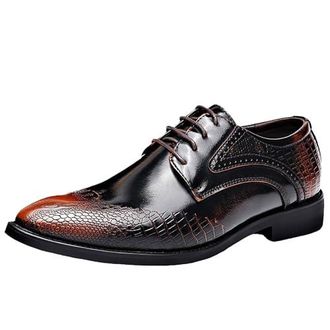 Generic Chaussures habill&eacute;es classiques &agrave; lacets pour homme Derbys Low Top Oxfords Bout pointu Chaussures en cuir &agrave; talon bloc antid&eacute;rapantes Chaussures large