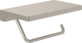 Villeroy & Boch Elements - Striking Toilettenpapierhalter mit Ablage, Klopapierhalter f&uuml;r Wandmontage, Klorollenhalter aus Messing, WC-Papierhalter eckig, Brushed Nic