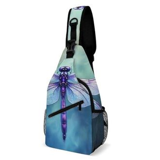 Generic Sacoche Port&eacute; &eacute;paule Peinture de libellule mignonne Casual Sacs Poitrine Mode Sac &agrave; Poitrine pour Homme Femme Randonn&eacute;e