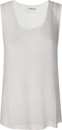 P.A.R.O.S.H. P.a.r.o.s.h., Femme, Tops, Beige, Taille: 42 FR D&eacute;bardeur en Lin, Encolure Ronde, Coupe Classique