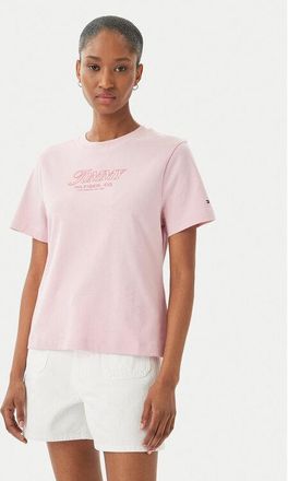 Tommy Hilfiger T-Shirt Logo Interlock WW0WW48707 Hellrosa Regular Fit
