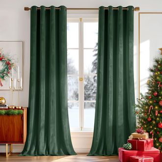 Deconovo Samtvorhang Blickdicht Gardinen mit &Ouml;sen Velvet Vorh&auml;nge Samt Verdunkelungsvorhang f&uuml;r Wohnzimmer Schlafzimmer Vorhang Verdunkelung, H214 x B140 cm, W