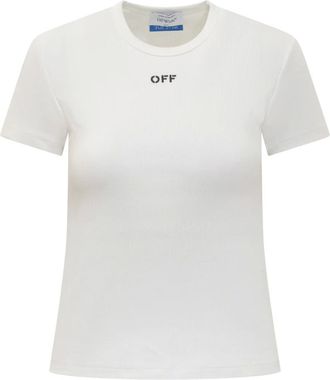Off-white Femme, Tops, Blanc, Taille: 40 FR Stamp Rib Basic Tee
