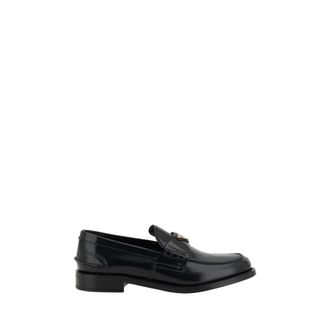 Prada Emaillierte Loafer mit Lederblockabsatz - - Shoes - Damen - Schwarzk - 36 1/2 EU