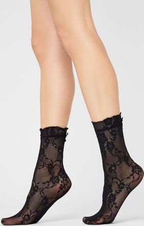 Calzedonia Socken Aus Blumenspitze Schwarz